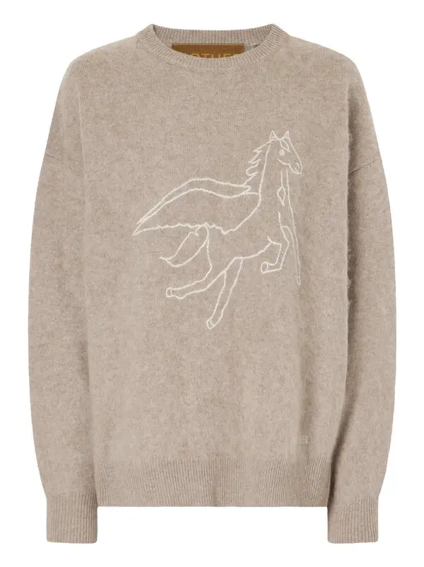 MOTHER The Biggie Cashmere And Wool-blend Sweater - Neutrals