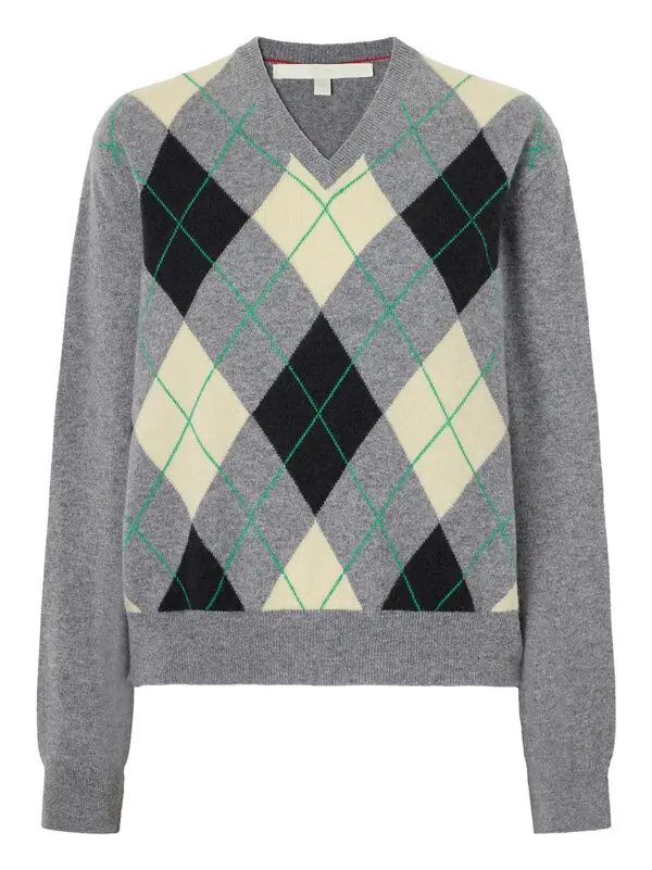 RÙADH The Academy Checked Cashmere Sweater - Gray