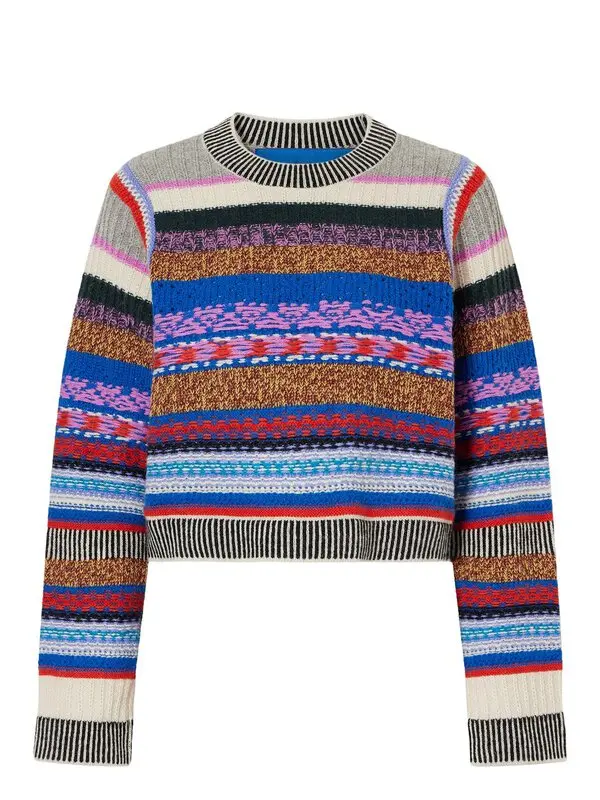 MOTHER The Extra Crop Striped Alpaca And Wool-blend Sweater - Multi