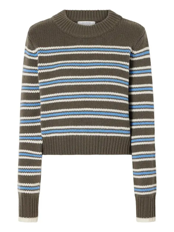 LA LIGNE Mini Marin Striped Wool And Cashmere-blend Sweater - Brown