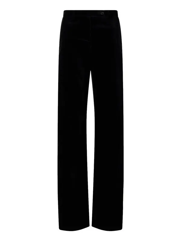 Khaite Hunter Velvet Cotton-blend Straight-leg Pants - Black