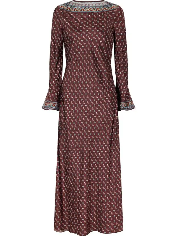DÔEN Davina Printed Silk-blend Satin Maxi Dress - Multi