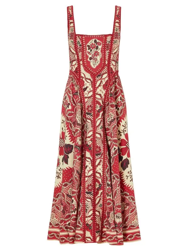 ALEMAIS Kenny Floral-print Crepe Midi Dress - Red