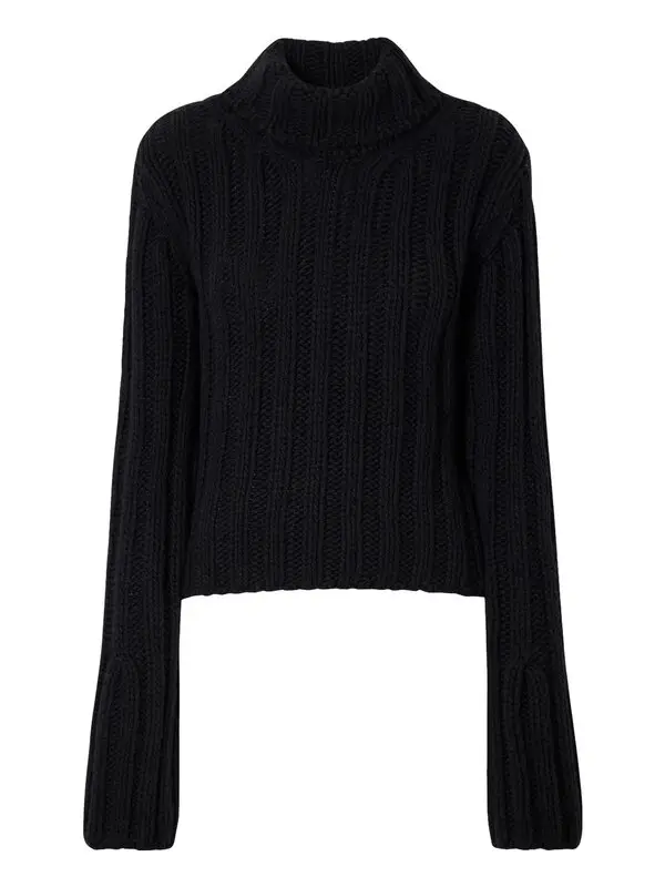 Khaite Kelly Ribbed Cashmere Sweater - Black