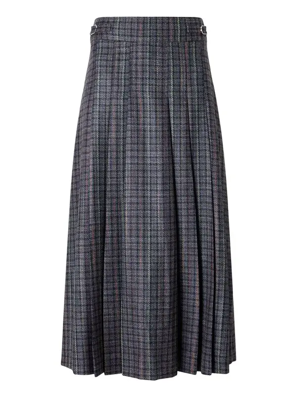 Gabriela Hearst Wesley Pleated Houndstooth Wool And Cashmere-blend Midi Skirt - Gray