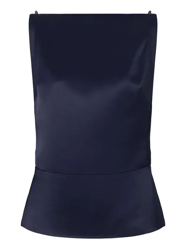 Co Paneled Satin Tank - Navy