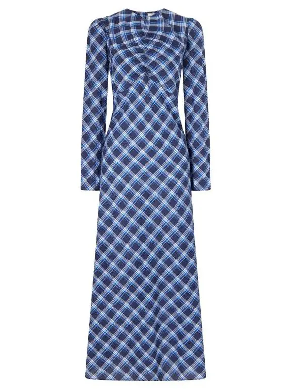 DÔEN Begonia Printed Organic Cotton Maxi Dress - Blue