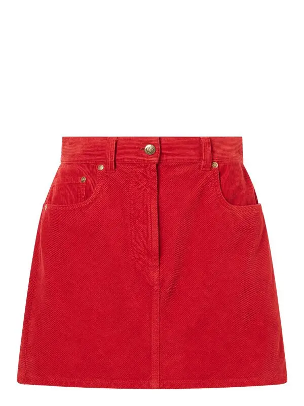 Versace Cotton-velvet Mini Skirt - Red