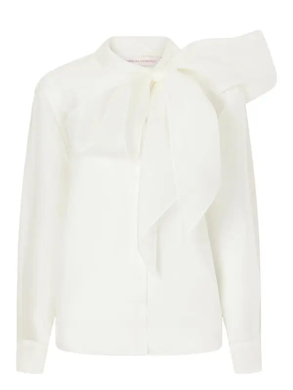 Carolina Herrera Pussy-bow Silk-organza Blouse - White