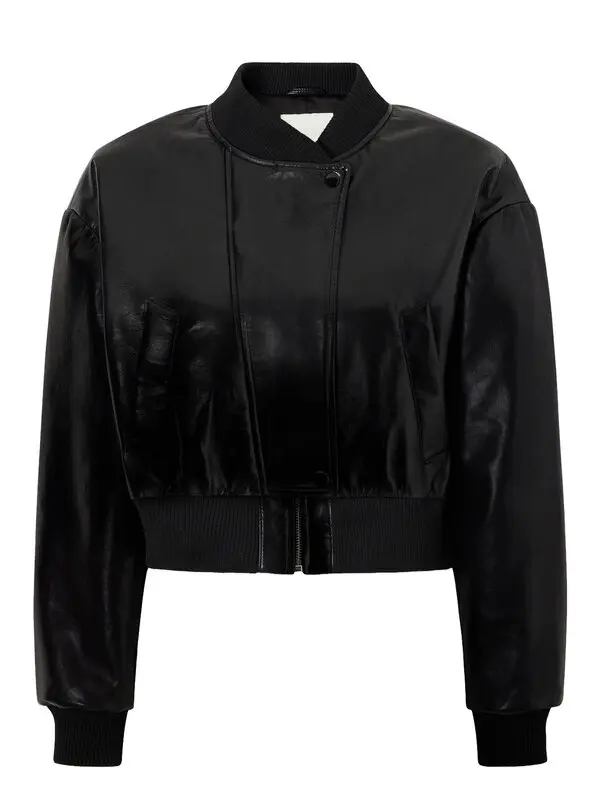 Citizens Of Humanity Camille Cropped Recycled-leather Jacket - Black