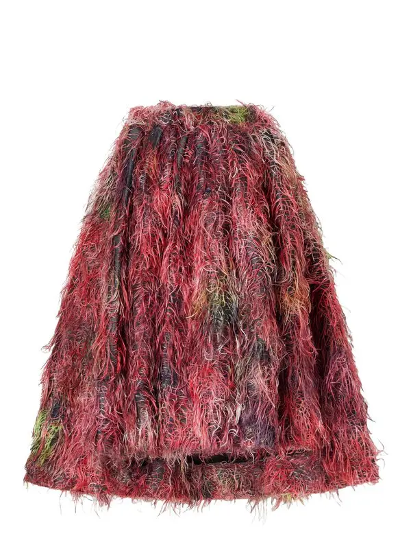 Comme Des Garçons Textured Fringed Midi Skirt - Pink