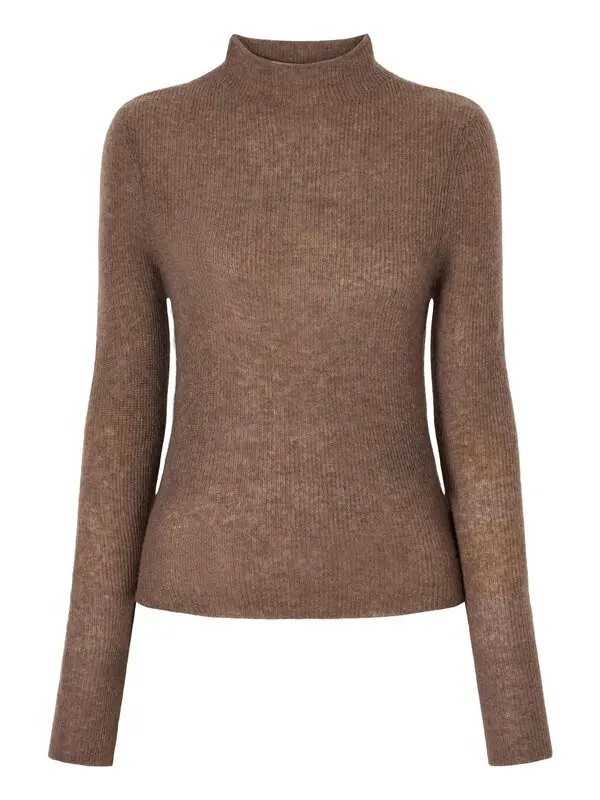 Citizens Of Humanity Leelah Ribbed Wool And Cashmere-blend Turtleneck Sweater - Brown