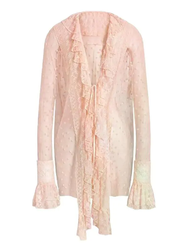 Alberta Ferretti Lunar Ruffled Lace Blouse - Pink