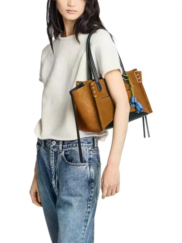 JW Anderson Elongated Lober Cabas Contrast-panel Whipstitch-trim Tote Bag - Brown