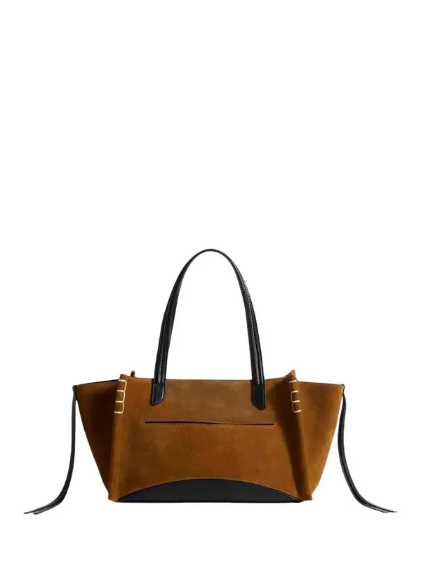 JW Anderson Elongated Lober Cabas Contrast-panel Whipstitch-trim Tote Bag - Brown