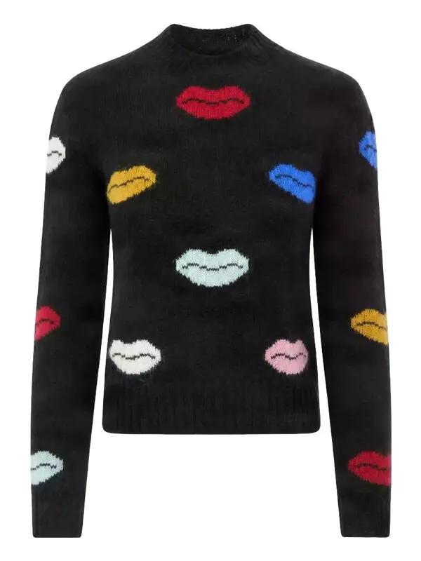 Fiorucci Lips-intarsia Long-sleeve Sweater - Black