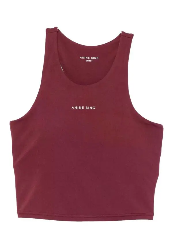 ANINE BING Elina Logo-print Racerback Top - Red