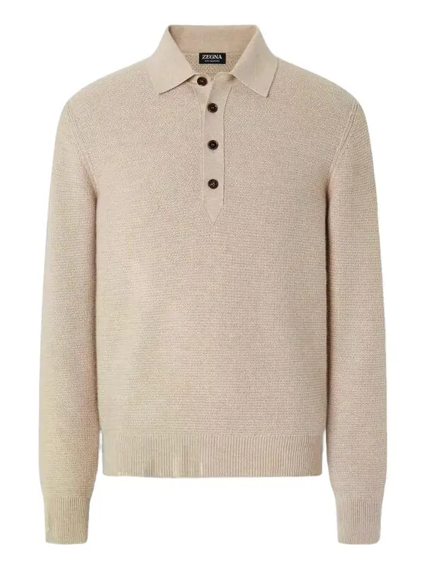 Zegna Cream White Mélange Oasi Cashmere Polo Shirt - Neutrals