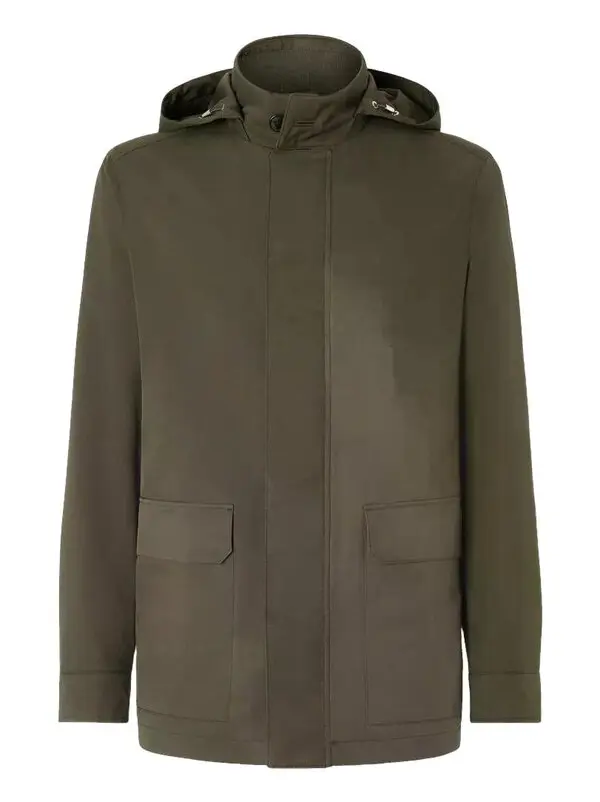 Zegna Dark Olive Microfiber Motorin 300cc Car Coat - Green