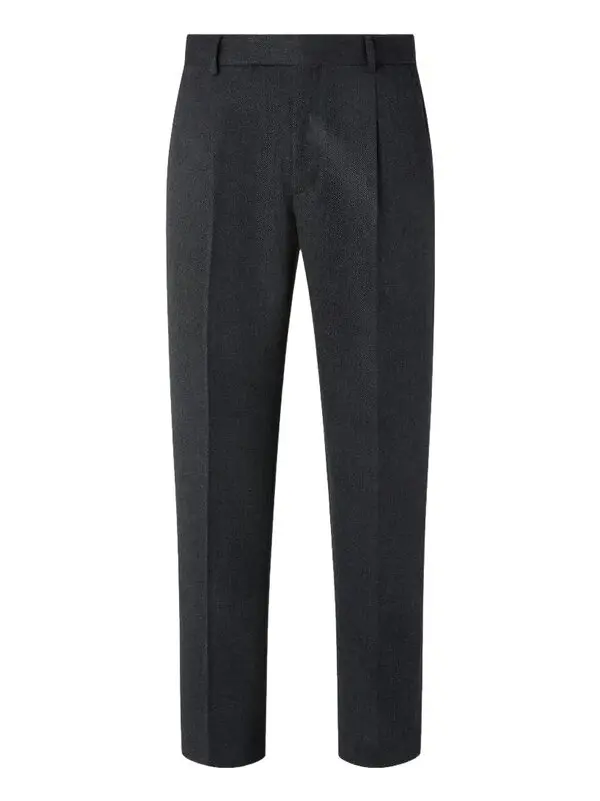 Zegna Dark Mélange Wool And Cashmere Pants - Grey