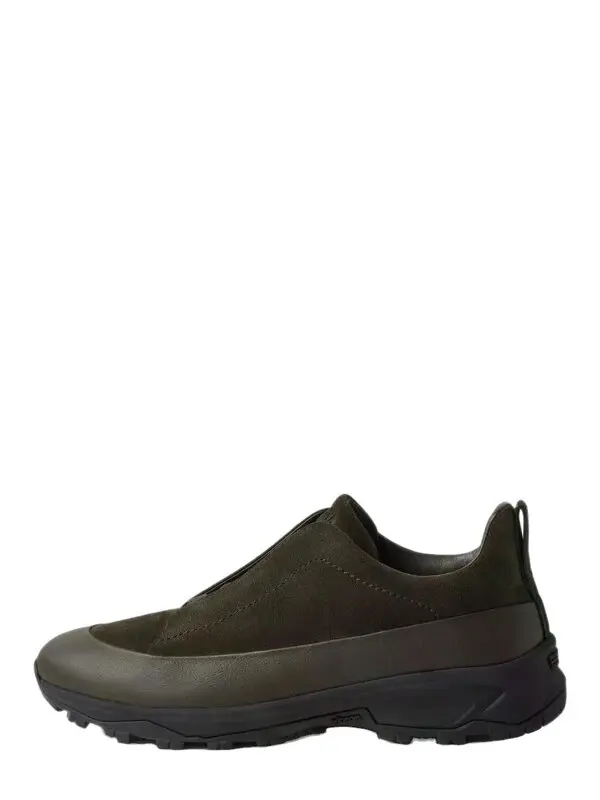 Zegna Dark Olive Leather And Suede Triple Stitch™ Monte Sneakers - Green