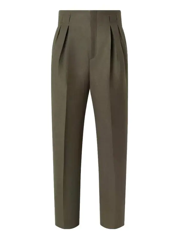 Zegna Pleated-waistband Wool Trousers - Green