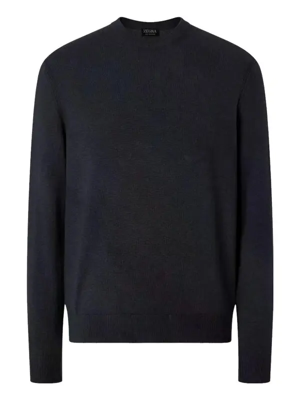 Zegna Navy Oasi Cashmere Crewneck Sweater - Blue