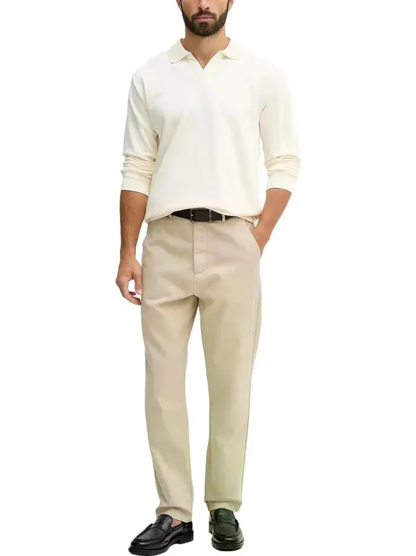 Lindbergh Long-sleeve Polo-collar Sweatshirt - Neutrals