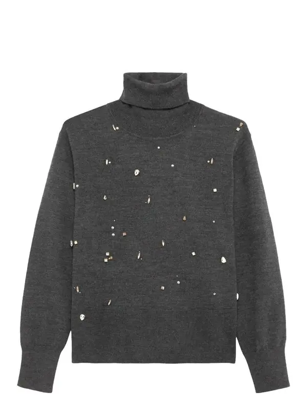 Alpha Studio Crystal-embellished Roll-neck Sweater - Grey