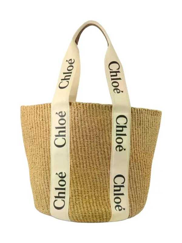 Chloé Woody Logo-tape Basket Bag - Neutrals