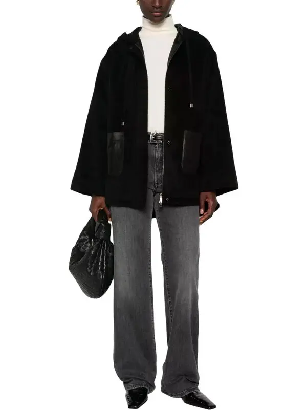 Fabiana Filippi Hooded Leather-panelcoat - Black