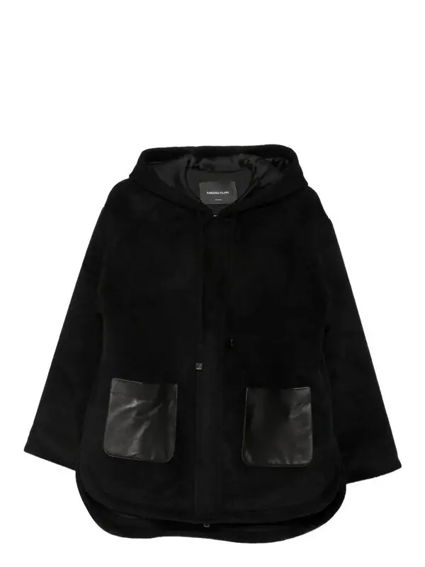 Fabiana Filippi Hooded Leather-panelcoat - Black
