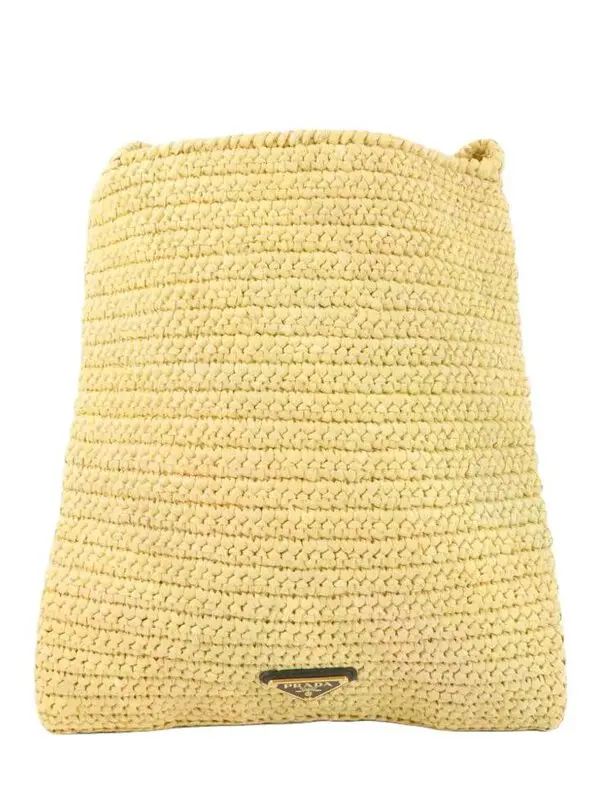 Prada Crochet Raffia Shoulder Bag - Neutrals