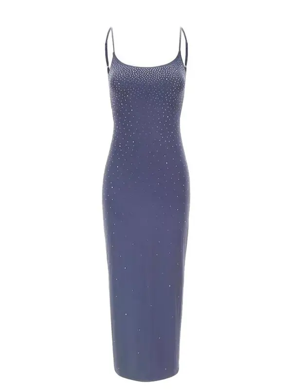 MC2 SAINT BARTH Rhinestone-embellished Dégradé-effect Midi Dress - Blue