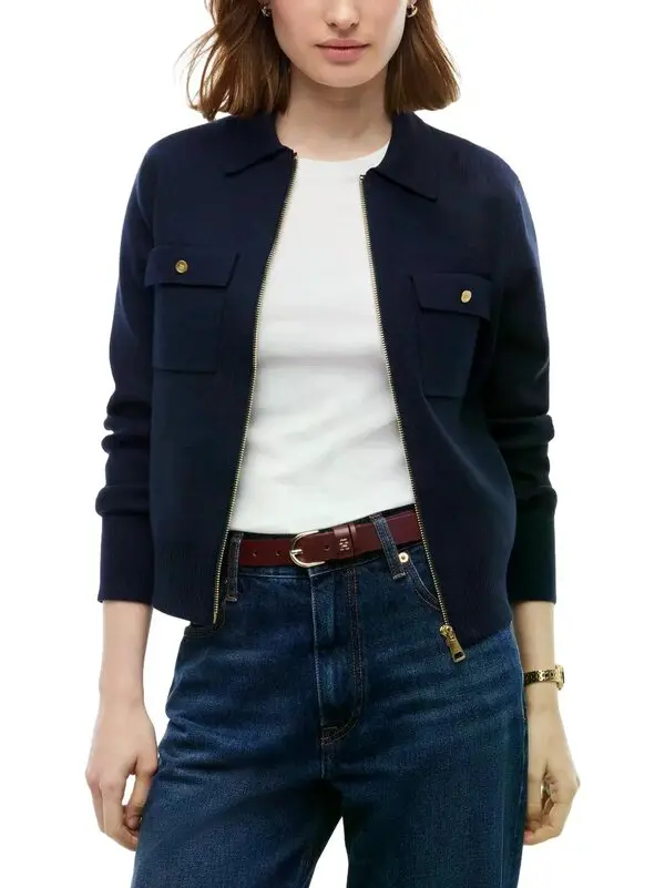 Tommy Hilfiger Zip-up Pocket-detail Cardigan - Blue