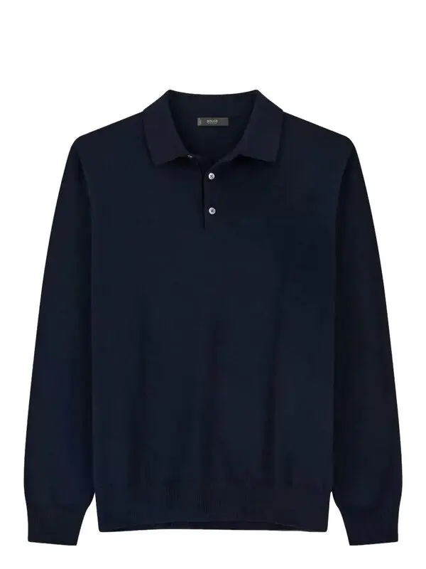 Boggi Milano Knitted Polo Shirt In Merino - Blue