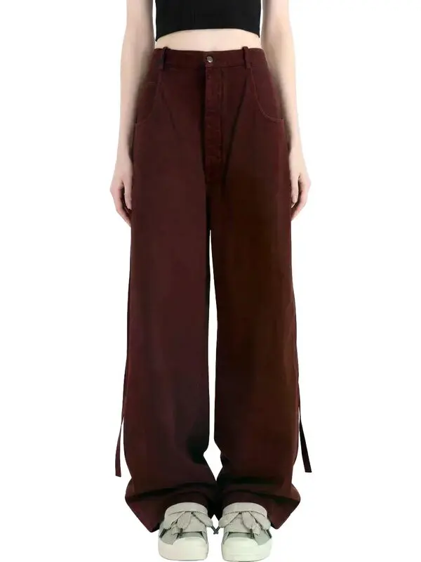 ANN DEMEULEMEESTER Kristel Strap-detail Wide-leg Trousers - Red