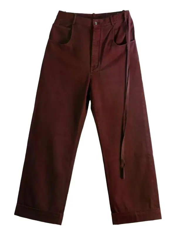ANN DEMEULEMEESTER Kristel Strap-detail Wide-leg Trousers - Red