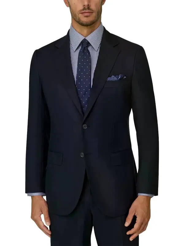 Boggi Milano Suit In Herringbone Wool - Blue