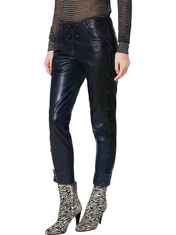 Isabel Marant Étoile Rolinda Button-detail Leather Trousers - Blue