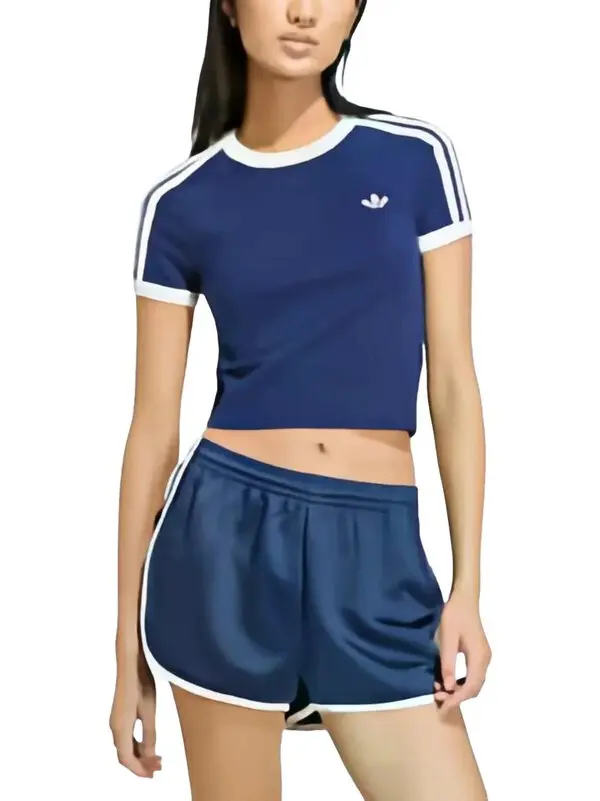 Adidas Fuzzy-stripe Knitted T-shirt - Blue