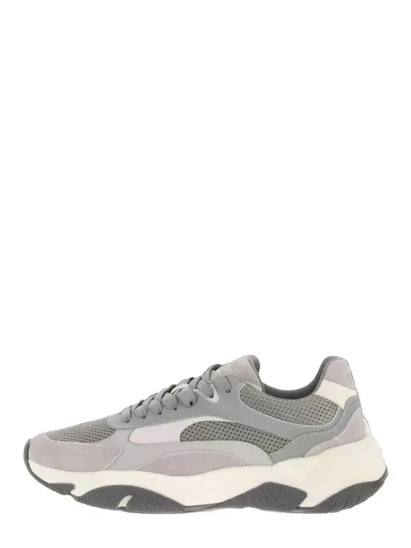 Boggi Milano Storm Trainers In Leather And Technical Fabric - Grey