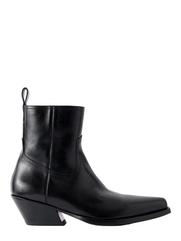 ANN DEMEULEMEESTER Imme Leather Ankle Boots - Black