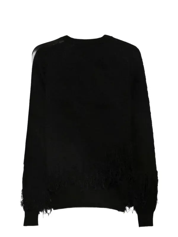 Y3 Fringed-detail Side-stripe Sweatshirt - Black