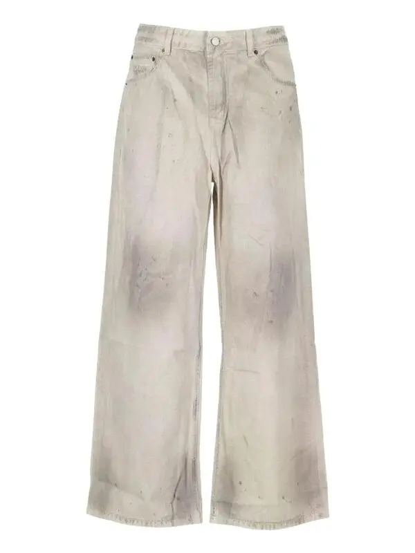 FOUND Lacy Distressed Wide-leg Jeans - Neutrals