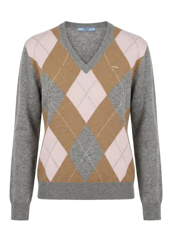 Prada Cashmere Argyle Sweater - Multicolor