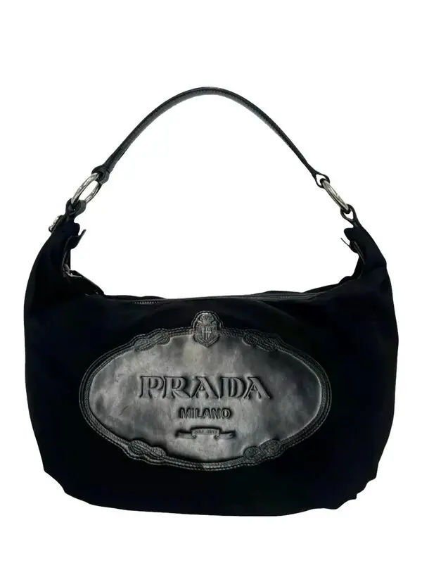 Prada 2010-2026 Tessuto Canapa Logo Hobo Bag - Black