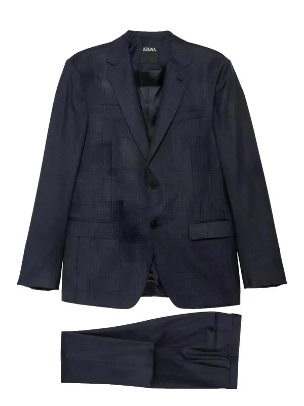 Zegna Prince Of Wales Check Suit - Blue
