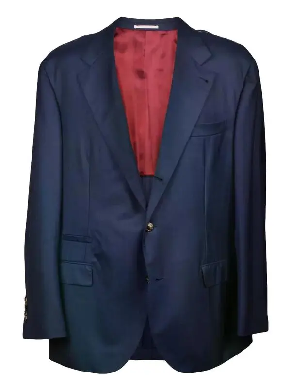 Brunello Cucinelli Single-breasted Wool Suit Jacket - Blue