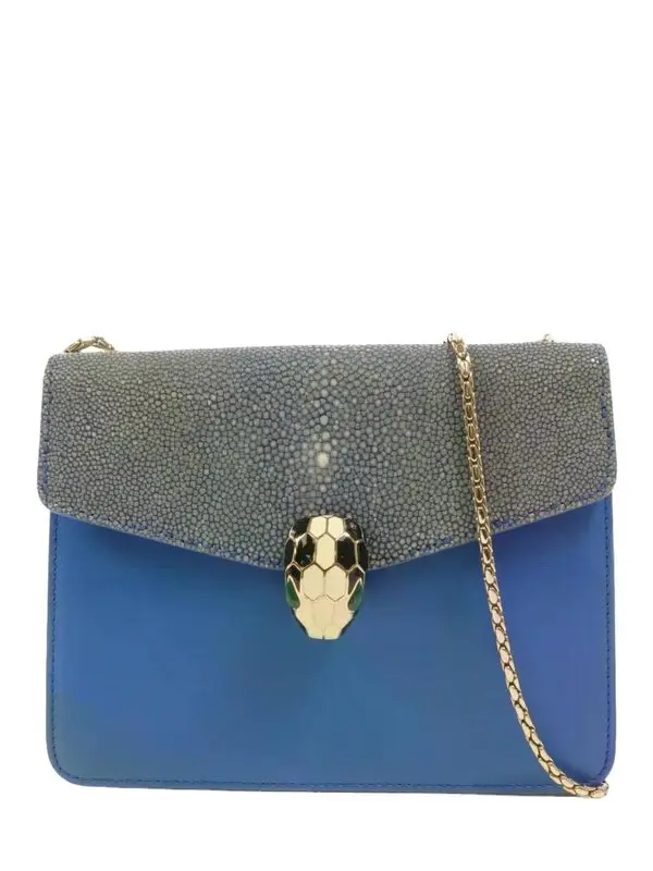 BVLGARI Serpenti Forever Stingray-panel Messenger Bag - Blue